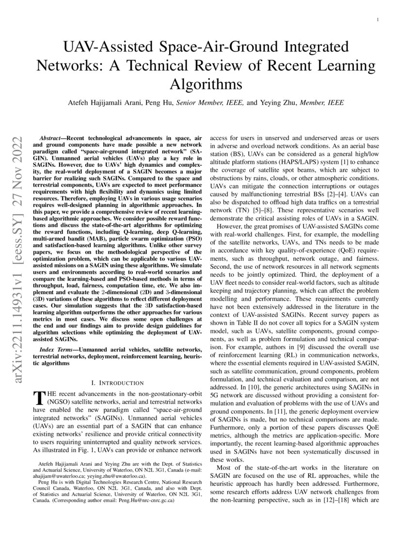 Uav Assisted Space Air Ground Integrated Networks A Technical Review Of Recent Learning