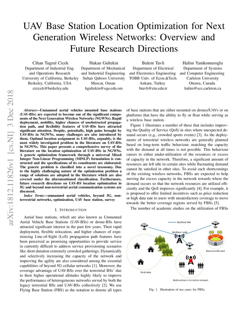 UAV Base Station Location Optimization for Next Generation Wireless Networks: Overview and ...
