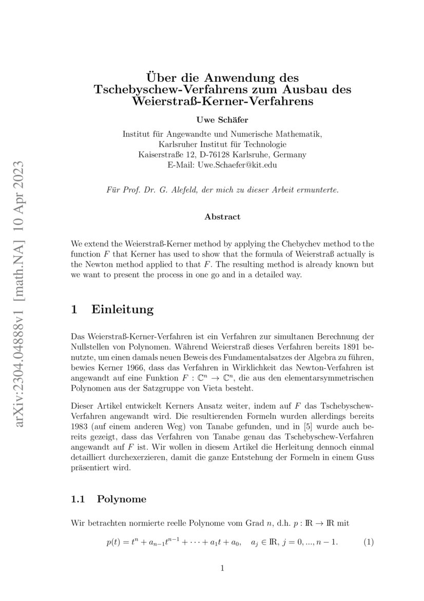Über die Anwendung des Tschebyschew-Verfahrens zum Ausbau des ... Über die Anwendung des Tschebyschew-Verfahrens zum Ausbau des ...