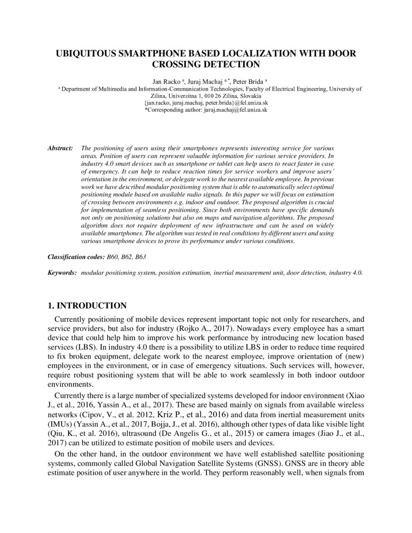 Ubiquitous Smartphone Based Localization With Door Crossing Detection