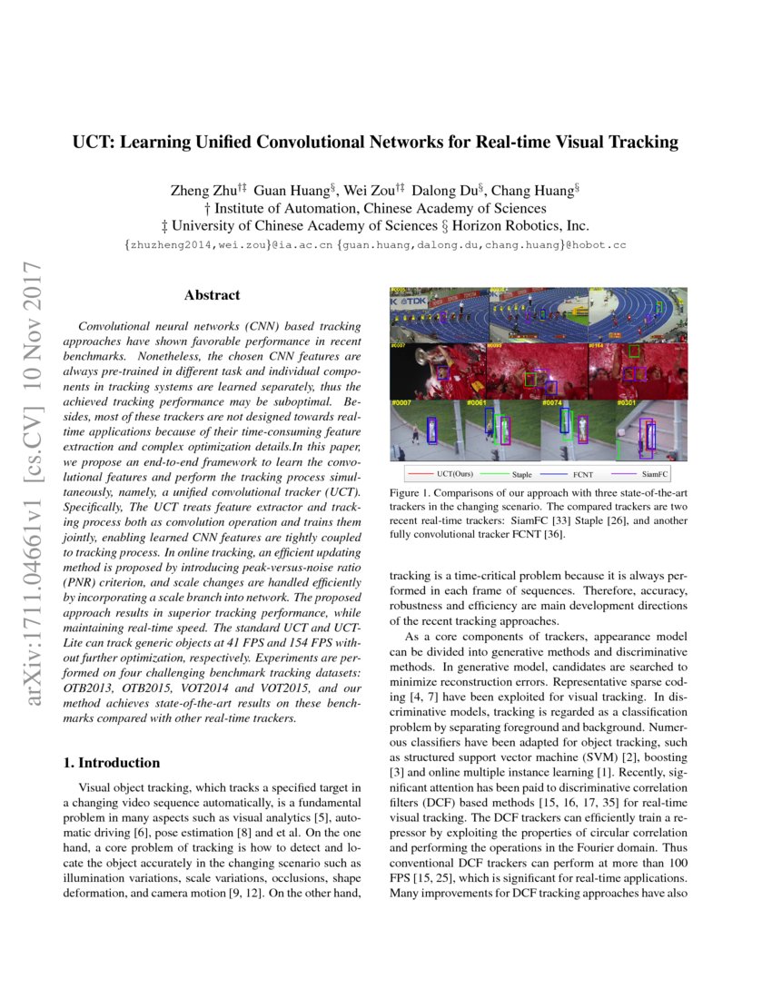 UCT: Learning Unified Convolutional Networks for Real-time Visual Tracking | DeepAI