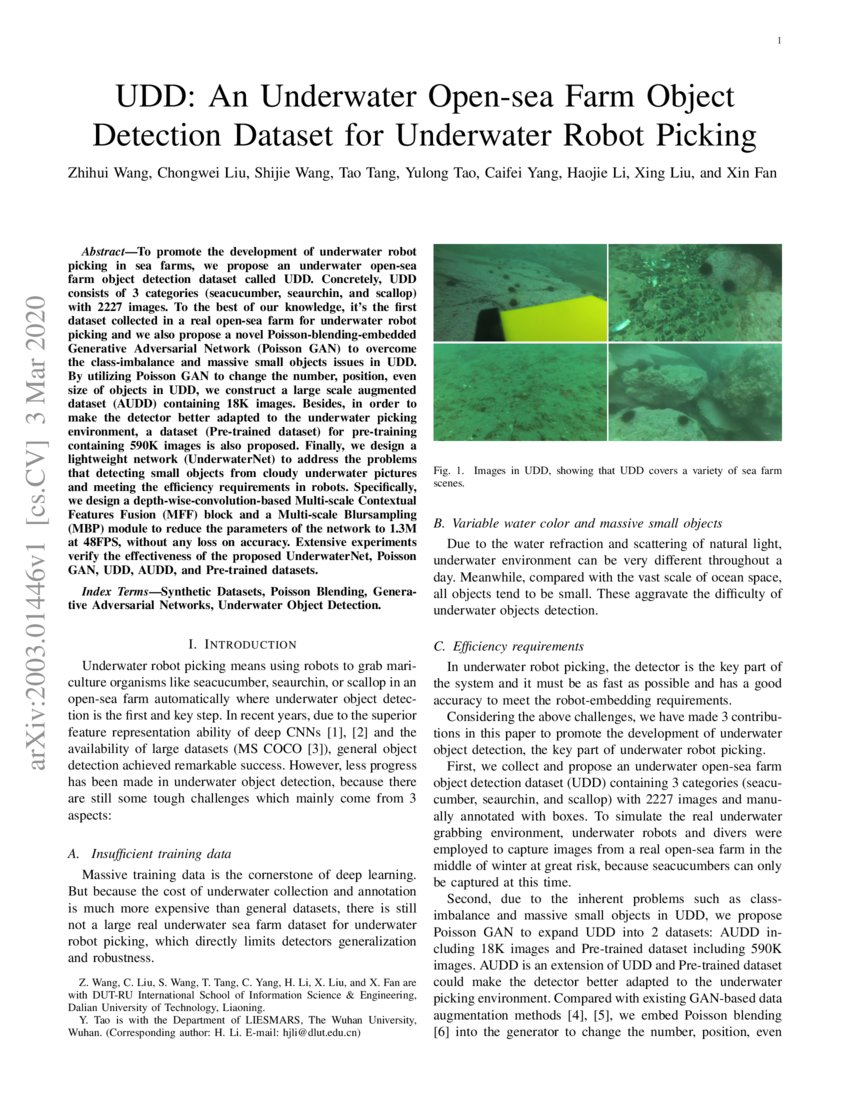 Udd An Underwater Open Sea Farm Object Detection Dataset For