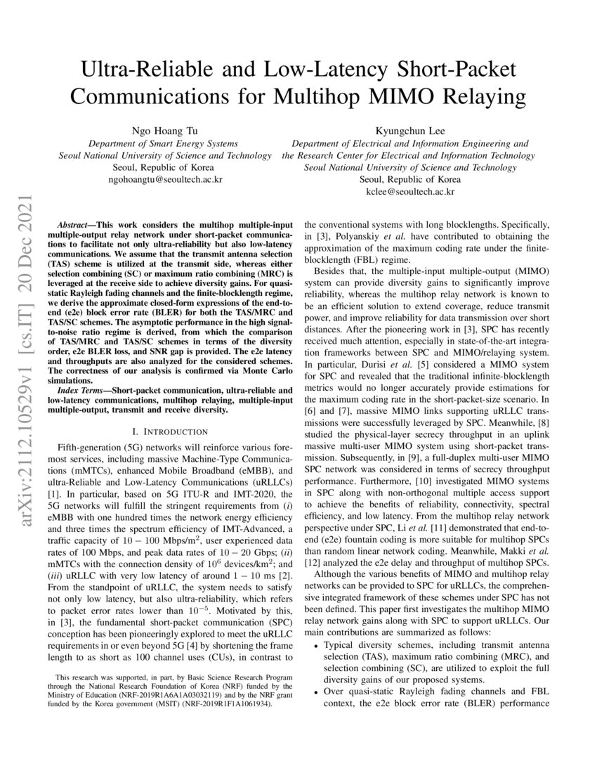 Ultra-Reliable and Low-Latency Short-Packet Communications for Multihop ...