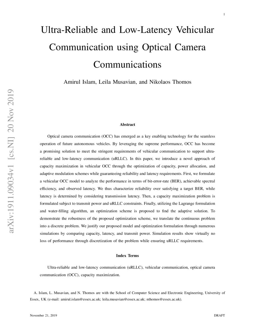 Ultra-Reliable and Low-Latency Vehicular Communication using Optical ...