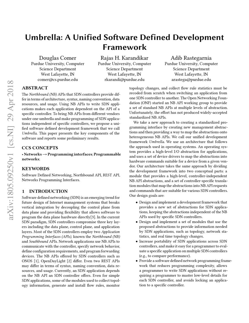 Umbrella: A Unified Software Defined Development Framework | DeepAI