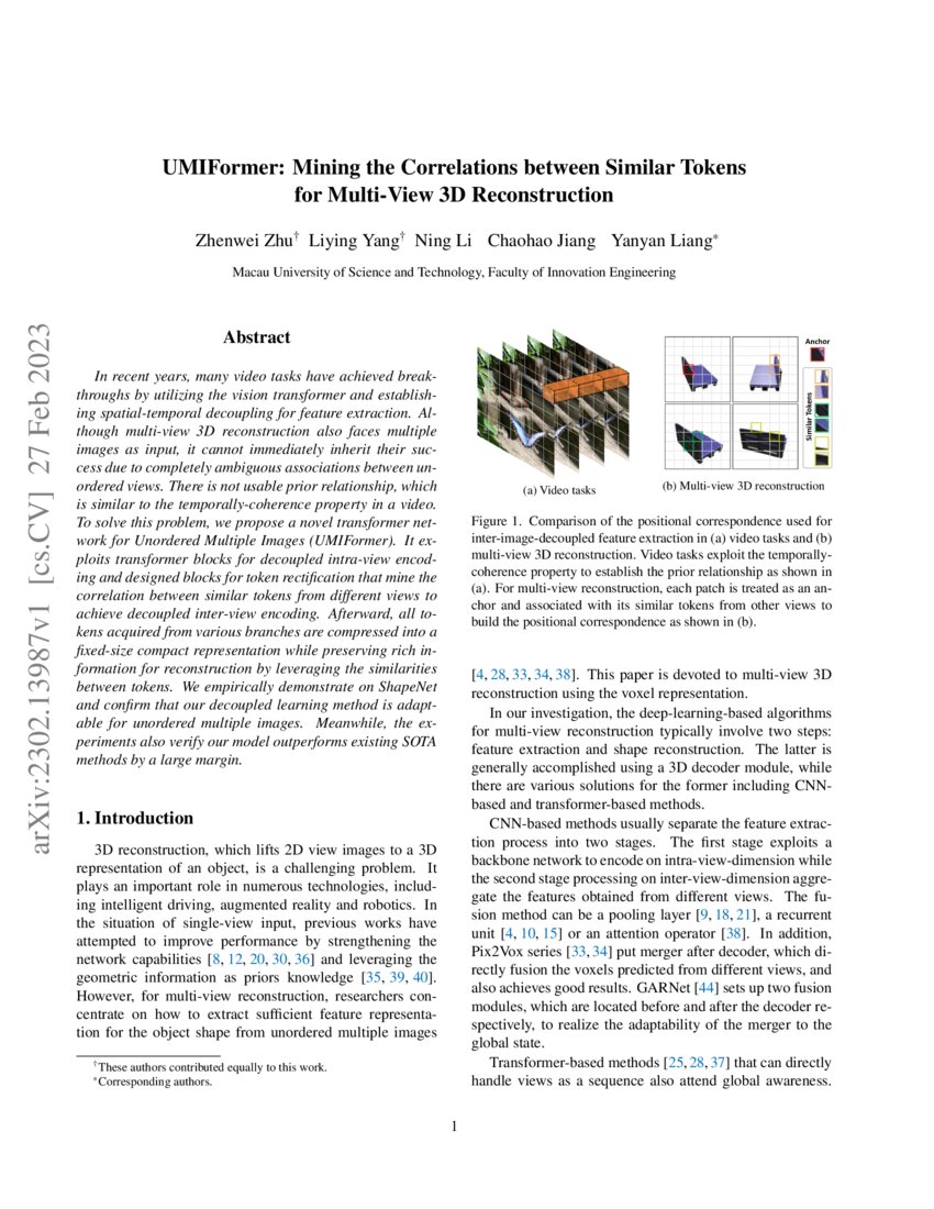 UMIFormer: Mining the Correlations between Similar Tokens for Multi ...