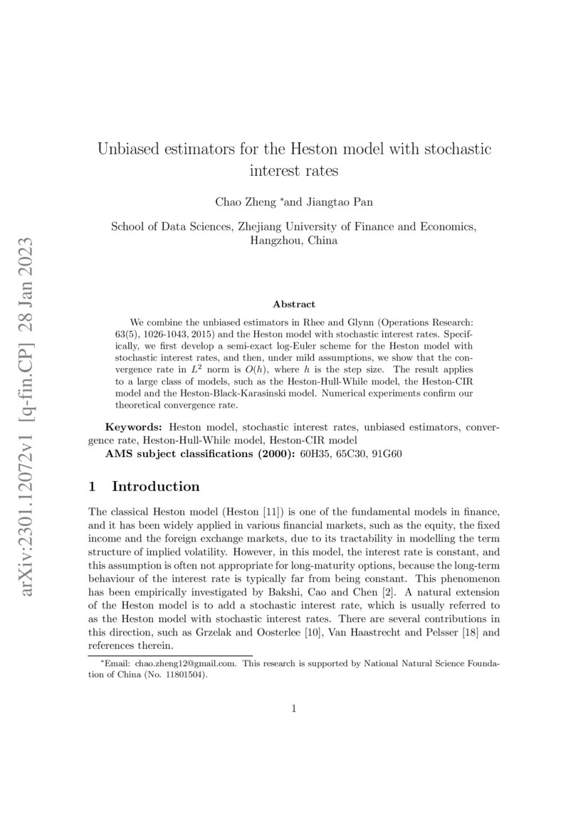 Unbiased estimators for the Heston model with stochastic interest rates ...