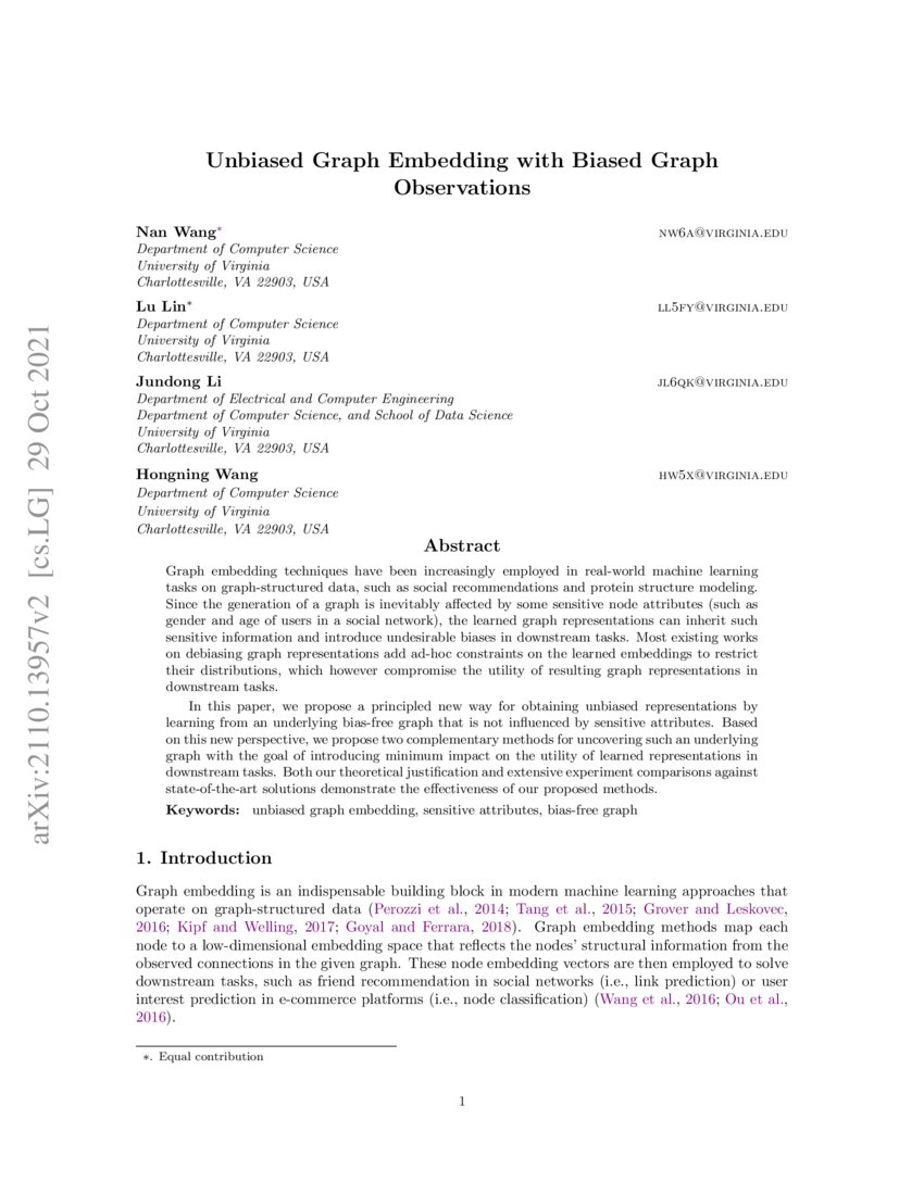 Unbiased Graph Embedding with Biased Graph Observations | DeepAI