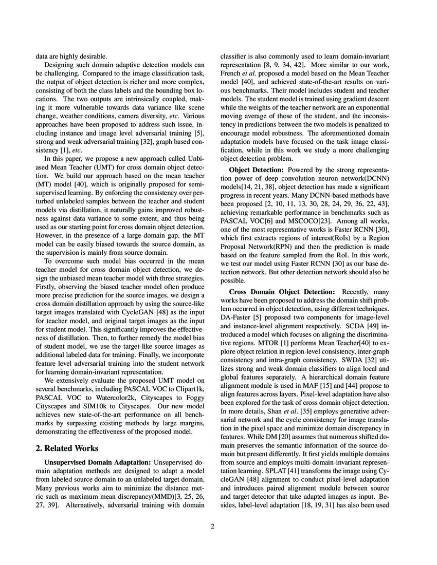 Unbiased Mean Teacher For Cross Domain Object Detection Deepai