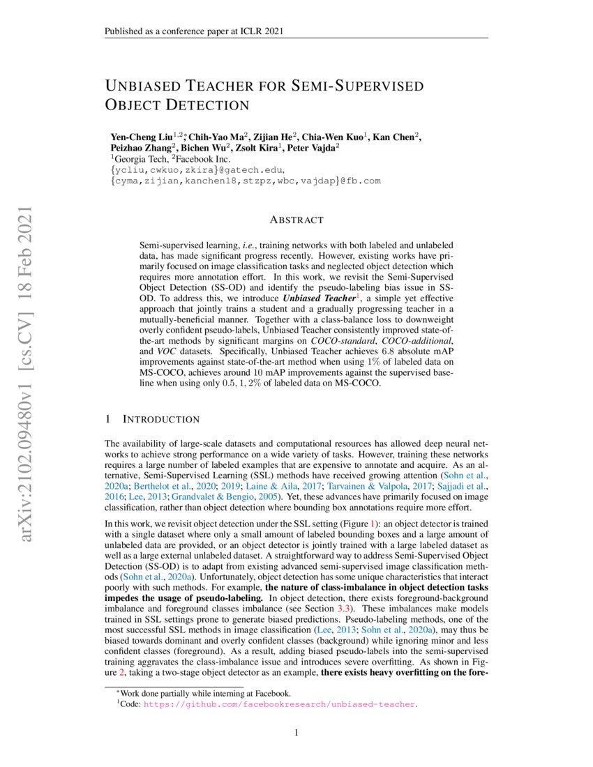 Unbiased Teacher For Semi Supervised Object Detection Deepai