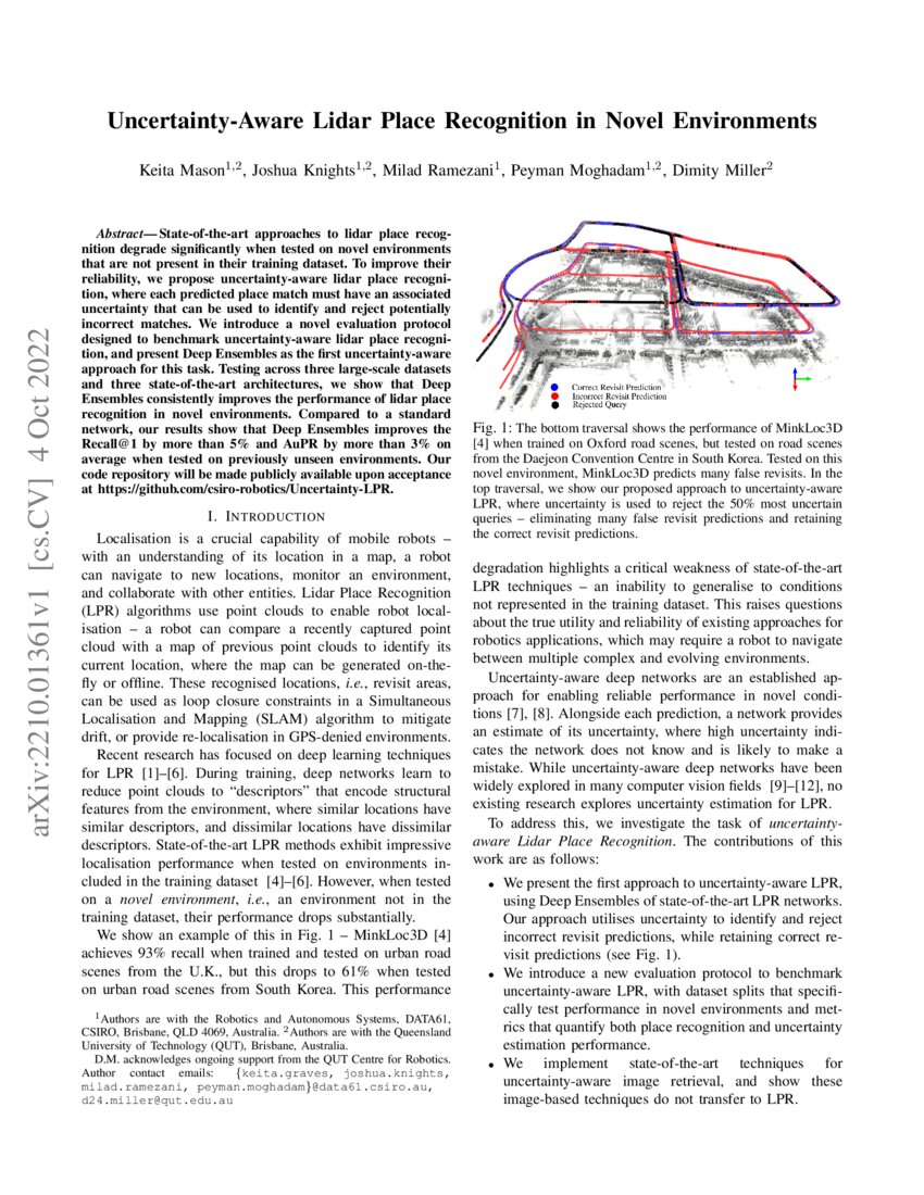 Uncertainty-Aware Lidar Place Recognition in Novel Environments | DeepAI