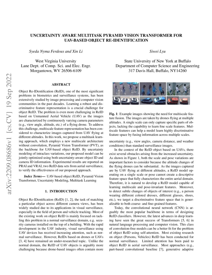 Uncertainty Aware Multitask Pyramid Vision Transformer For UAV-Based Object Re-Identification ...