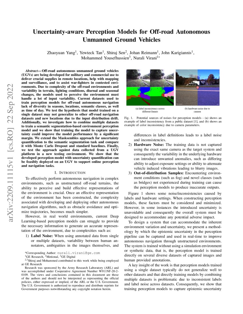 Uncertainty-aware Perception Models for Off-road Autonomous Unmanned ...