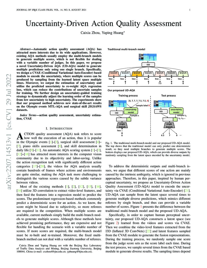 Uncertainty-Driven Action Quality Assessment | DeepAI
