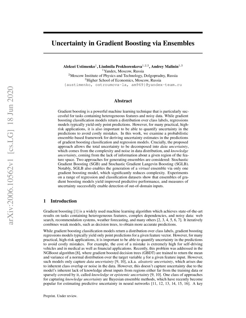 Uncertainty in Gradient Boosting via Ensembles | DeepAI
