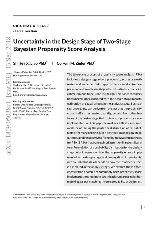 Uncertainty in the Design Stage of Two-Stage Bayesian Propensity Score ...