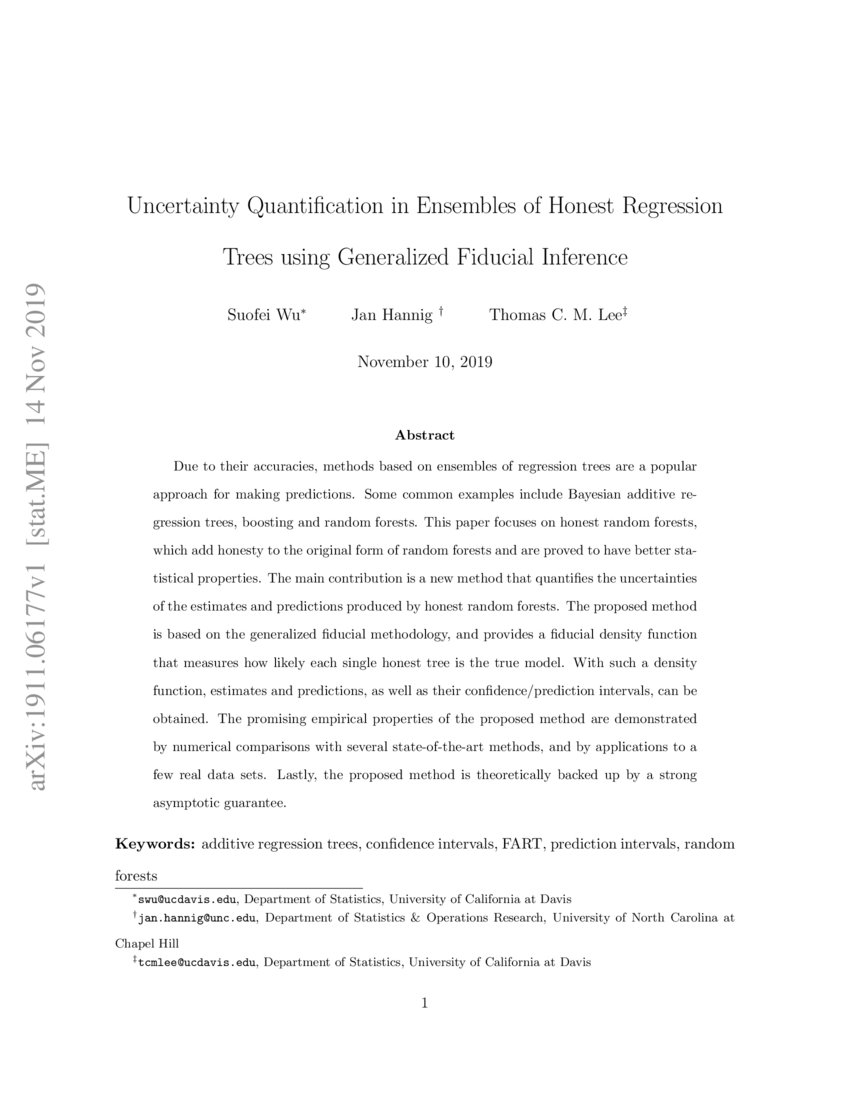 Uncertainty Quantification in Ensembles of Honest Regression Trees ...