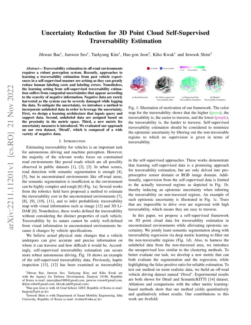 Uncertainty Reduction for 3D Point Cloud Self-Supervised Traversability ... Uncertainty Reduction for 3D Point Cloud Self-Supervised Traversability ...