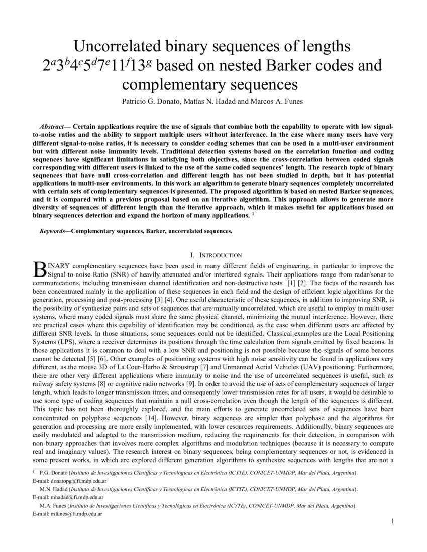 Uncorrelated Binary Sequences Of Lengths 2a3b4c5d7e11f13g Based On Nested Barker Codes And