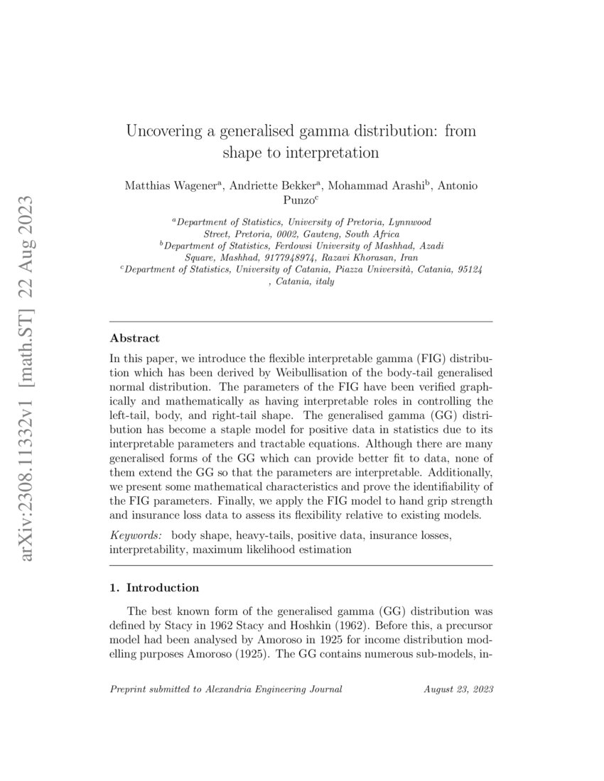 Uncovering a generalised gamma distribution: from shape to ...