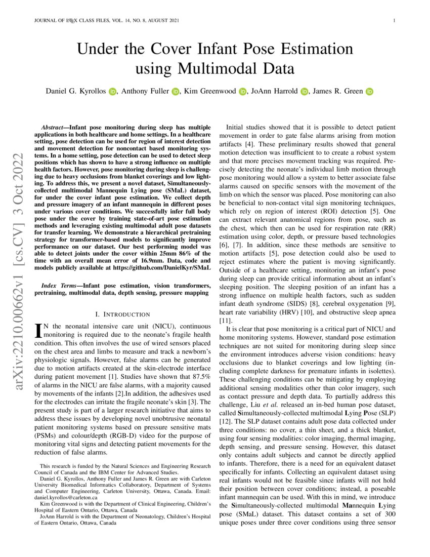 Under The Cover Infant Pose Estimation Using Multimodal Data Deepai