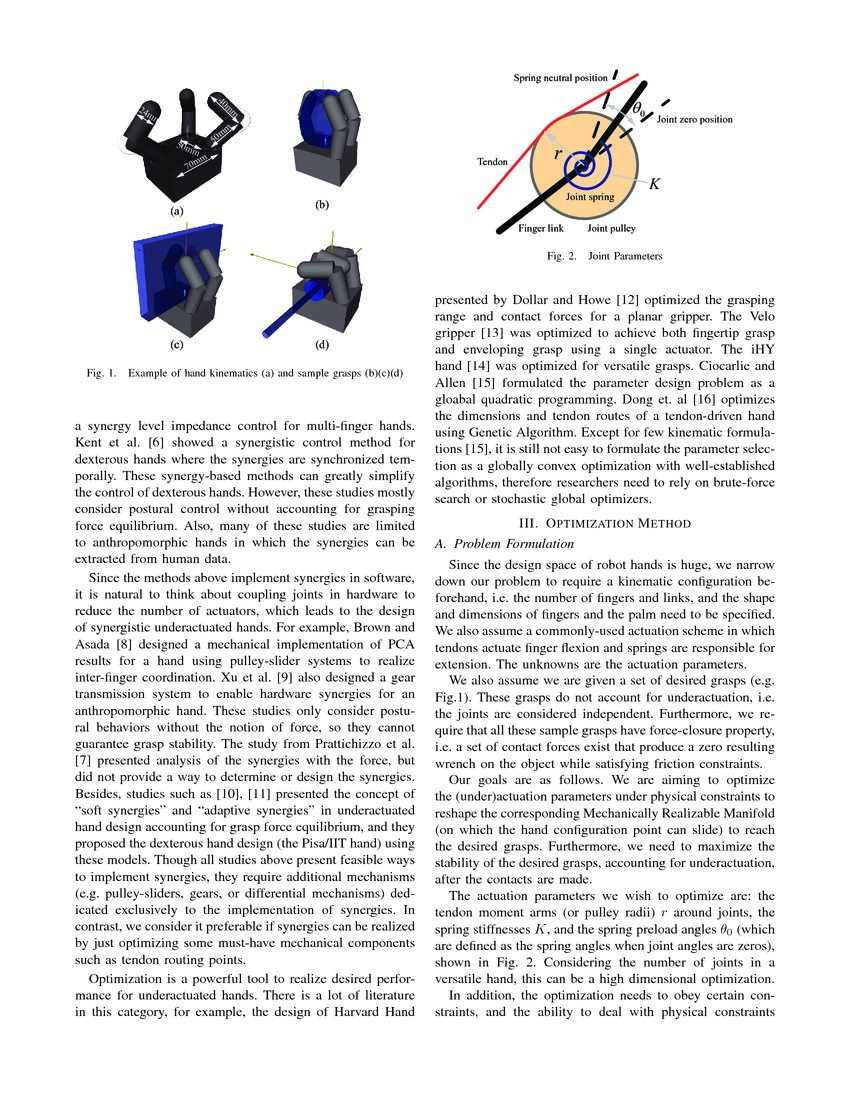 Underactuated Hand Design Using Mechanically Realizable Manifolds | DeepAI