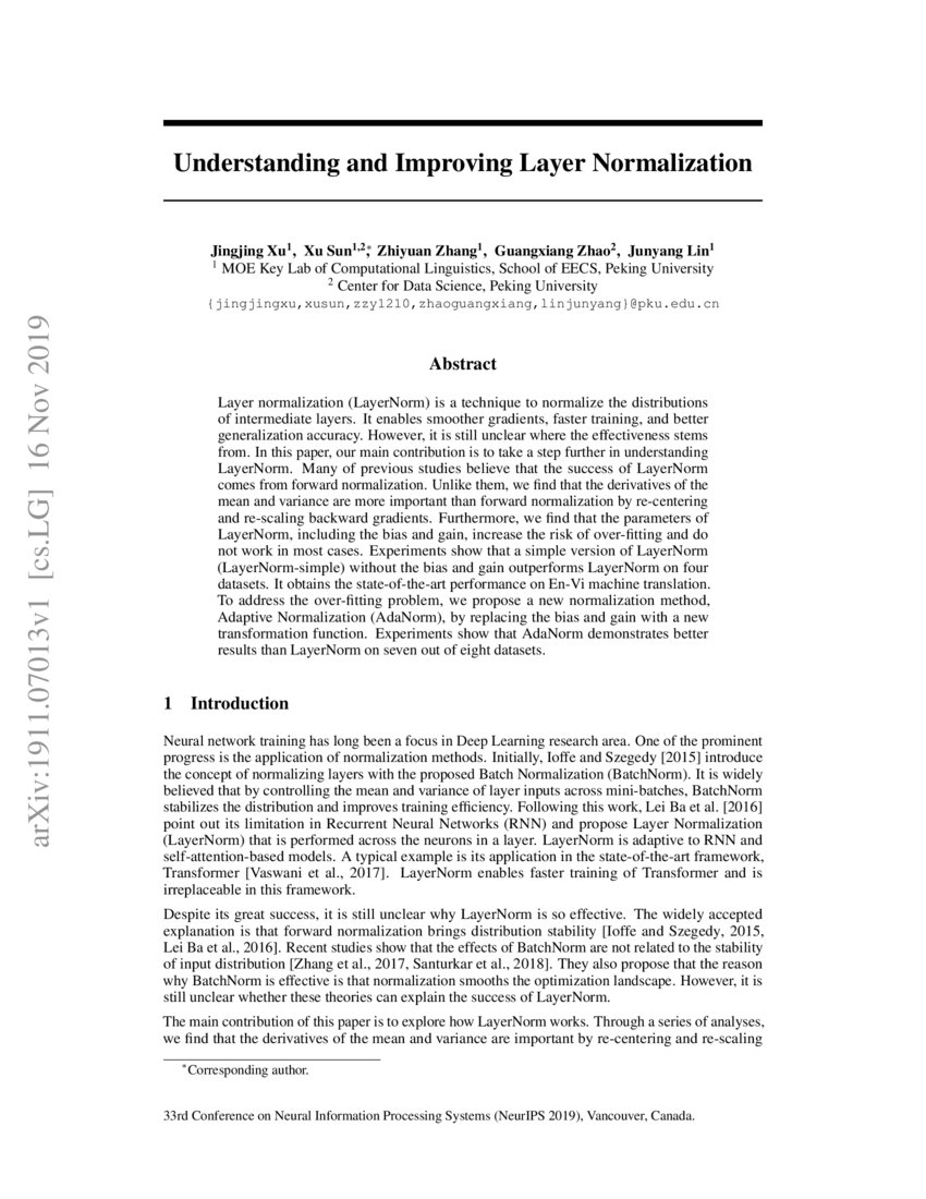 Understanding and Improving Layer Normalization | DeepAI