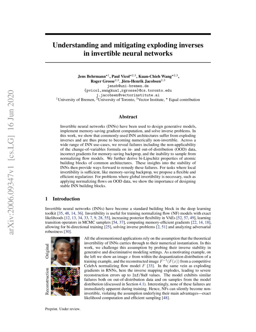 Understanding and mitigating exploding inverses in invertible neural networks | DeepAI