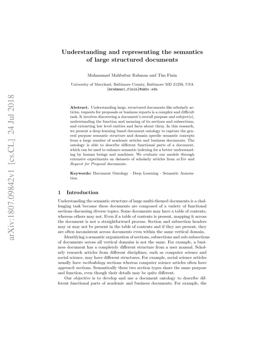 Understanding And Representing The Semantics Of Large Structured Documents Deepai