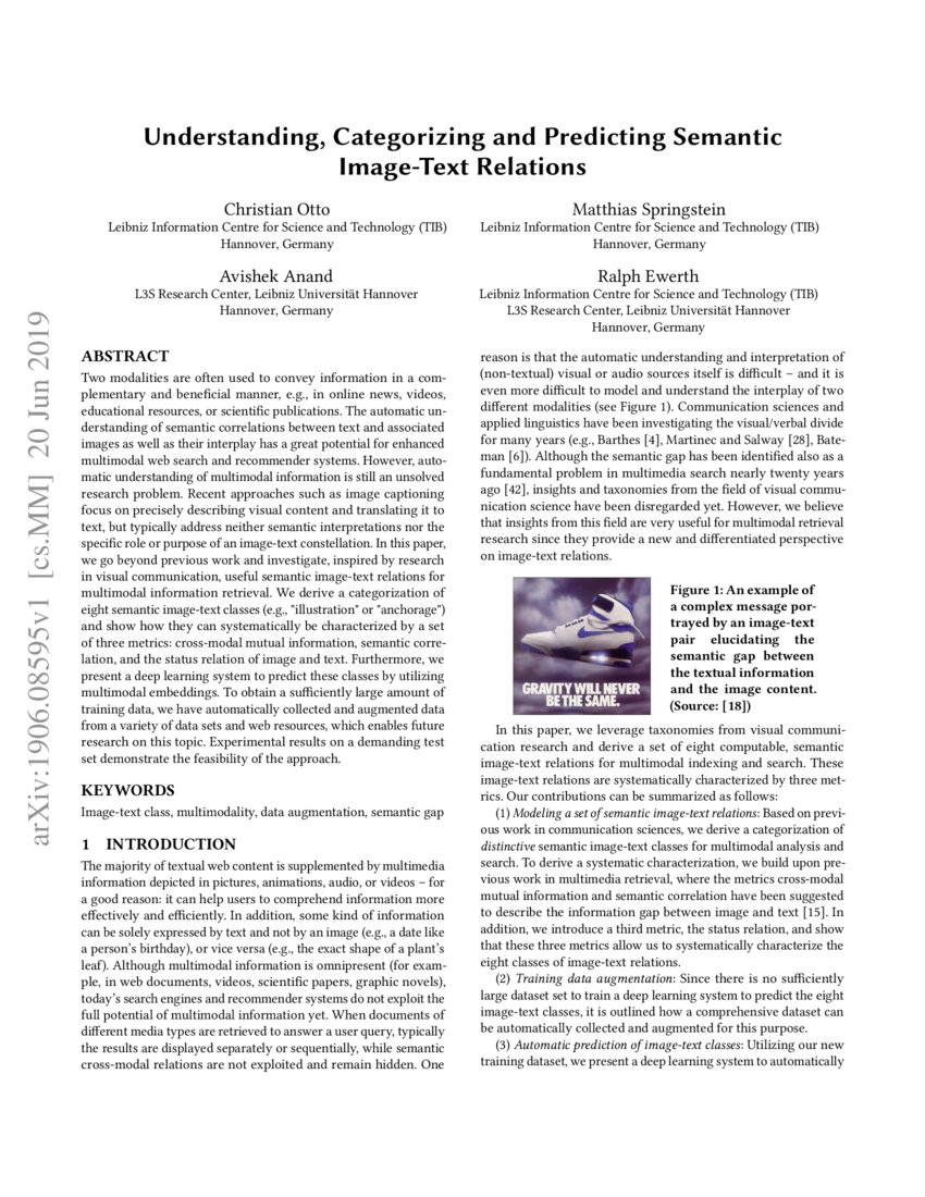 Understanding Categorizing And Predicting Semantic Image Text
