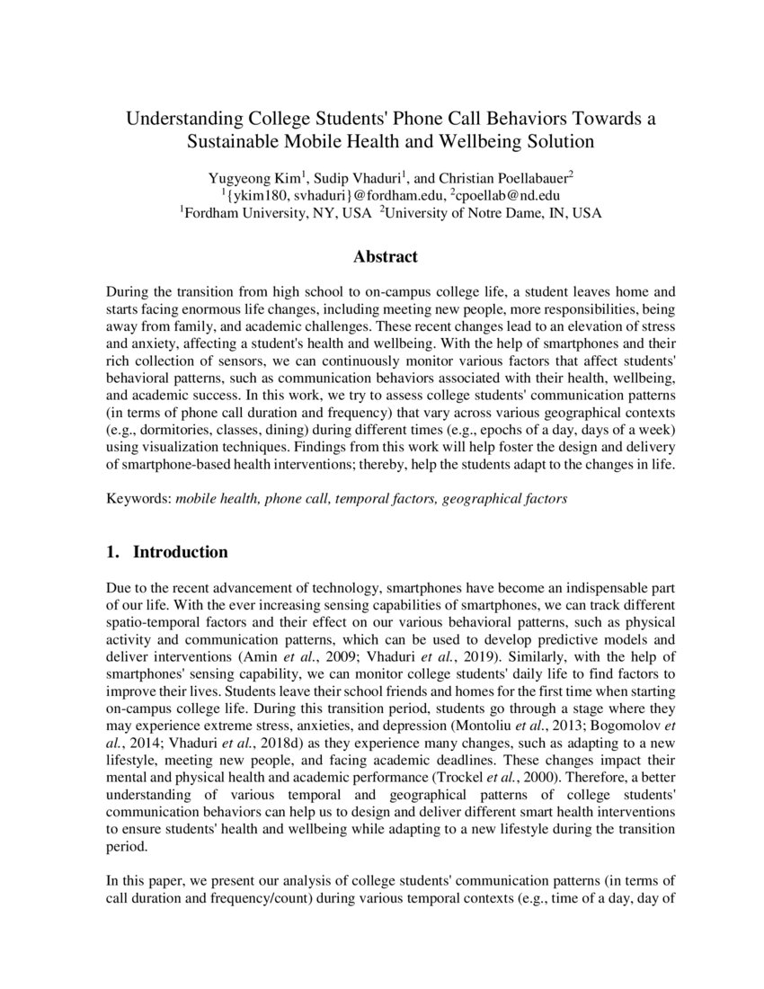 Understanding College Students' Phone Call Behaviors Towards a ...