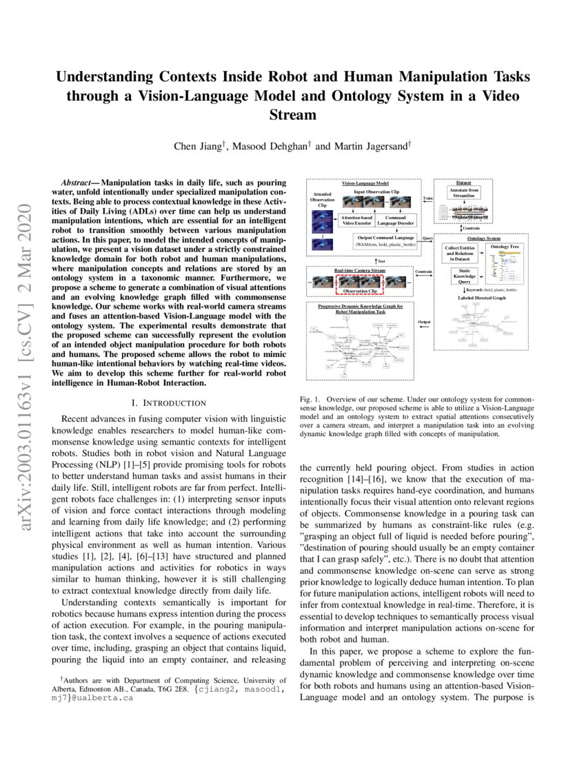 Understanding Contexts Inside Robot and Human Manipulation Tasks through a Vision-Language Model ...