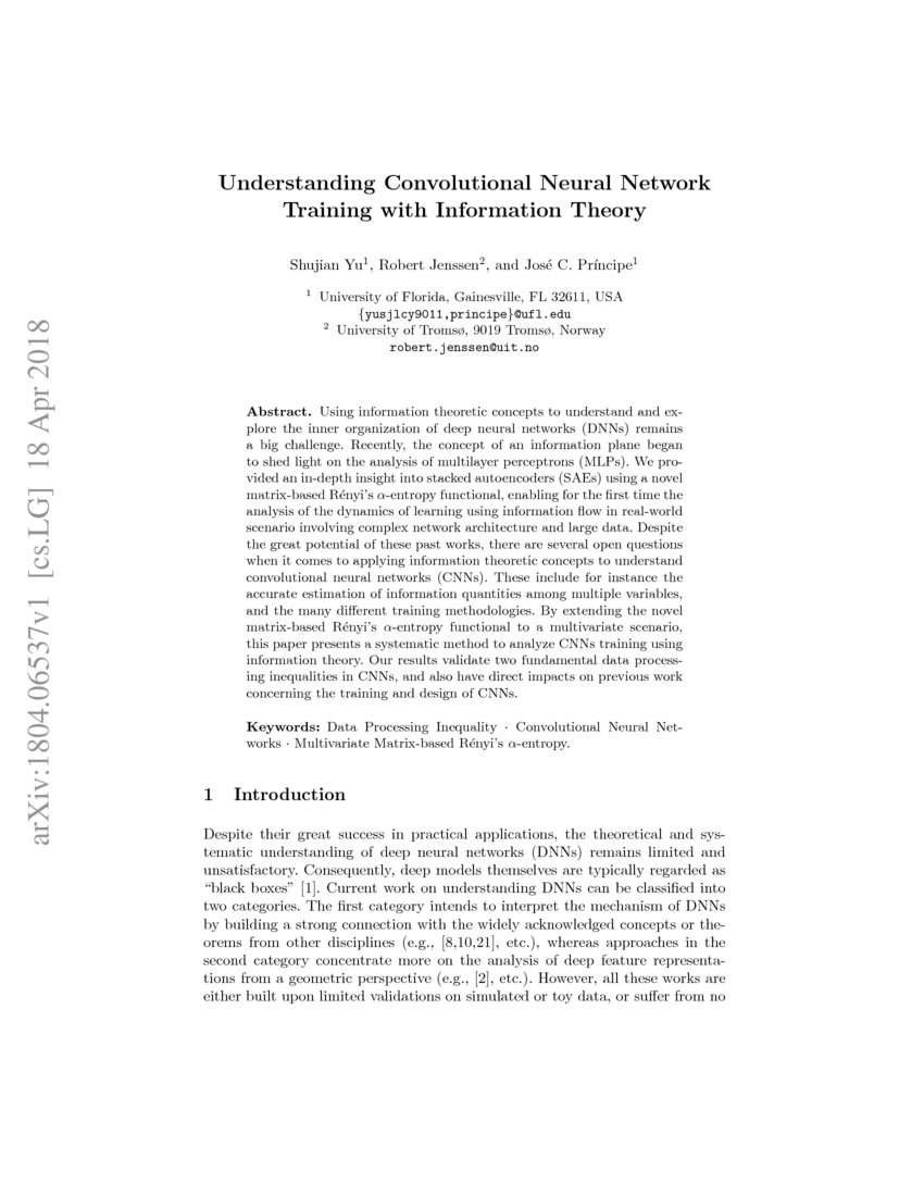 Understanding Convolutional Neural Network Training with Information Theory | DeepAI