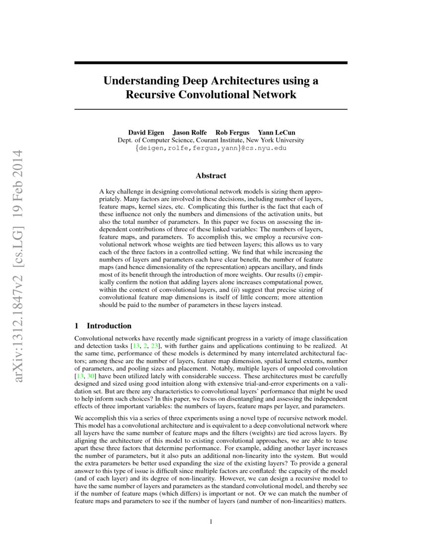 Understanding Deep Architectures Using A Recursive Convolutional