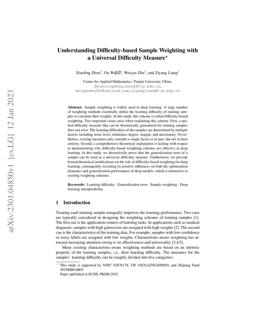 Understanding Difficulty-based Sample Weighting with a Universal ...