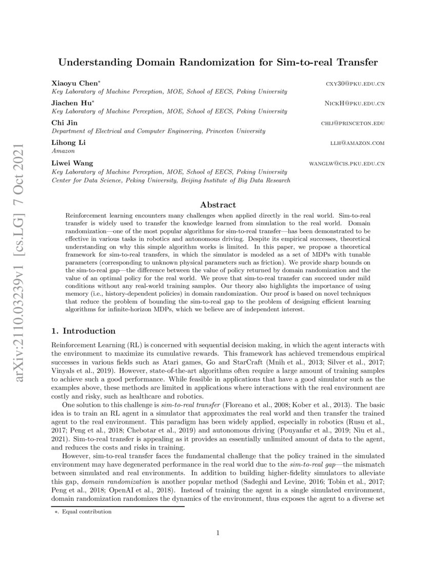 Understanding Domain Randomization for Sim-to-real Transfer | DeepAI