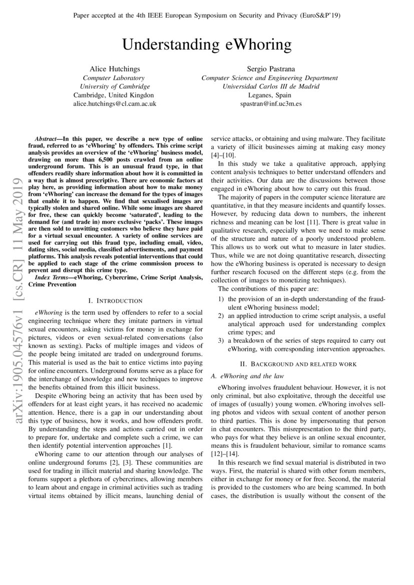 Understanding eWhoring | DeepAI