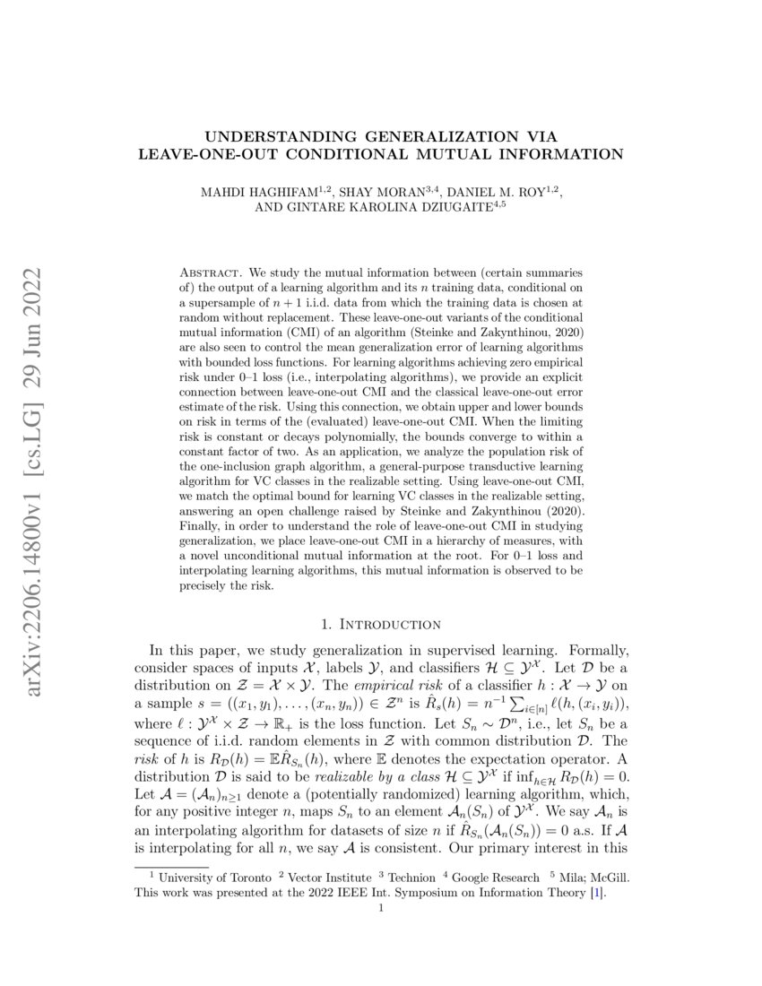 Understanding Generalization Via Leave One Out Conditional Mutual
