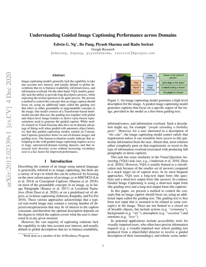 Understanding Guided Image Captioning Performance across Domains | DeepAI