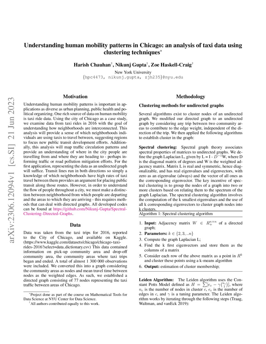 Understanding Human Mobility Patterns In Chicago An Analysis Of Taxi