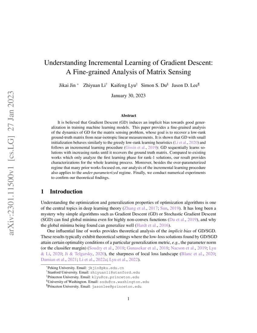 Understanding Incremental Learning Of Gradient Descent A Fine Grained Analysis Of Matrix