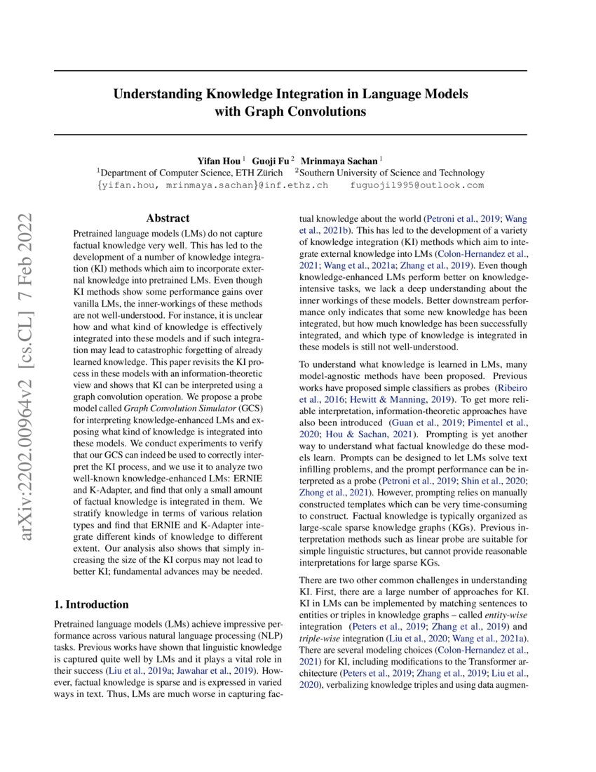 Understanding Knowledge Integration In Language Models With Graph Convolutions Deepai