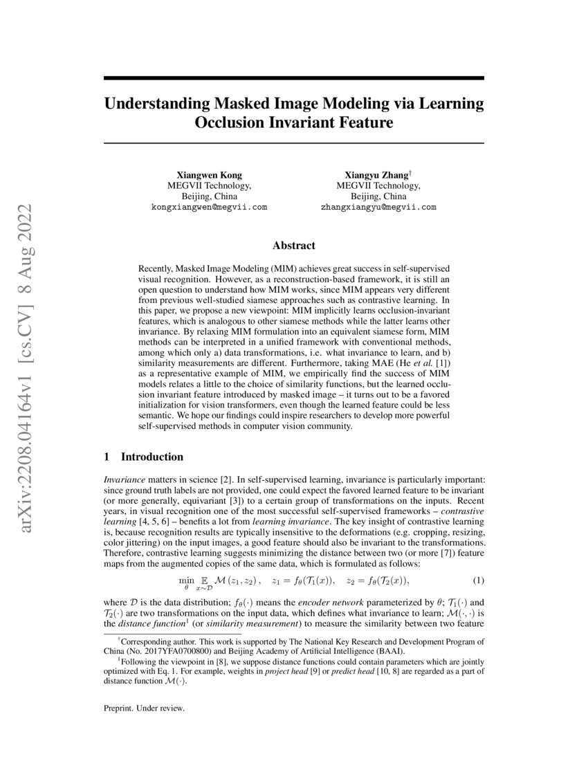 Understanding Masked Image Modeling via Learning Occlusion Invariant Feature | DeepAI