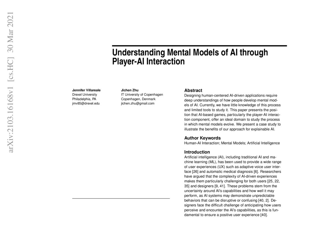 Understanding Mental Models of AI through Player-AI Interaction | DeepAI