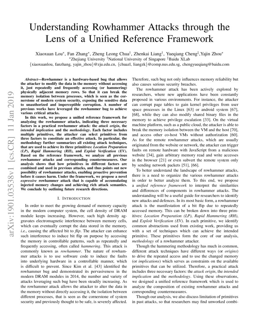 Understanding Rowhammer Attacks through the Lens of a Unified Reference ...