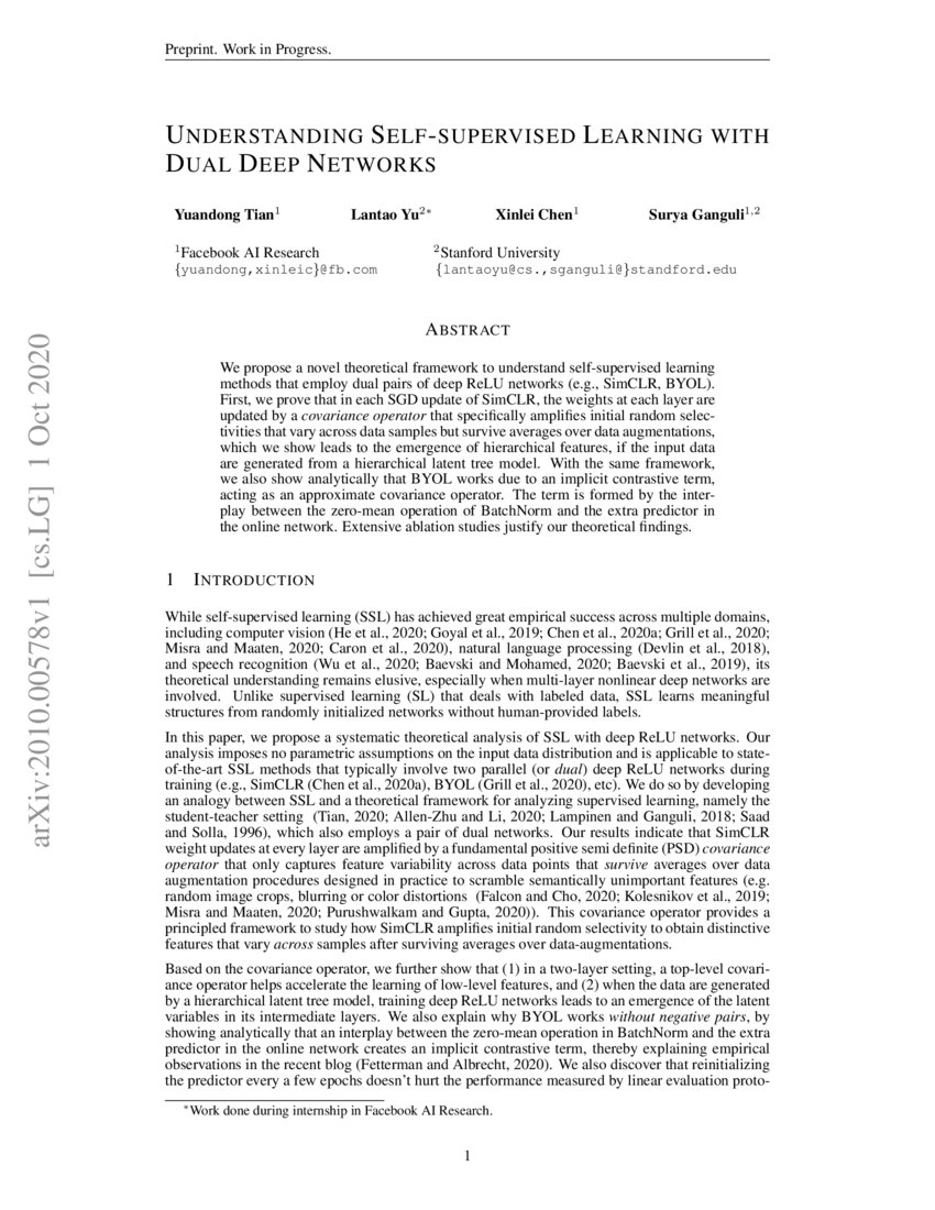Understanding Self-supervised Learning with Dual Deep Networks | DeepAI