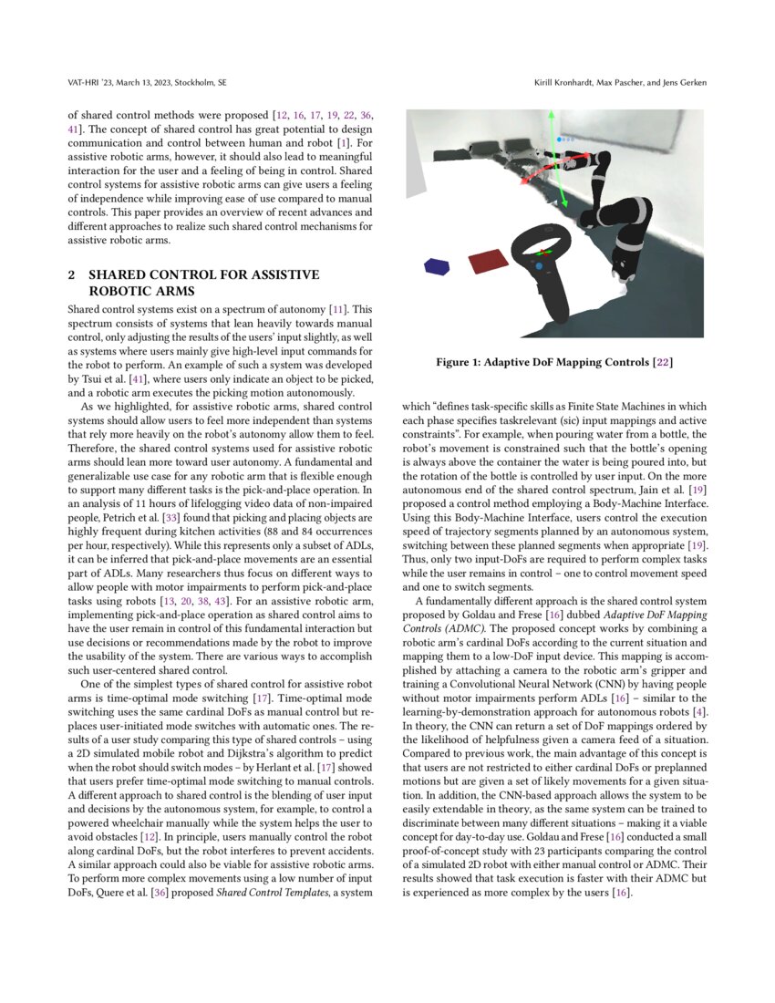 Understanding Shared Control For Assistive Robotic Arms Deepai