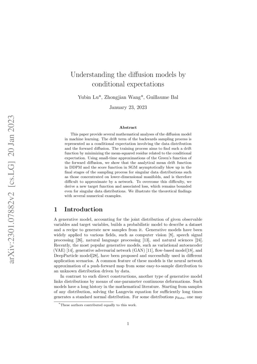 Understanding the diffusion models by conditional expectations | DeepAI