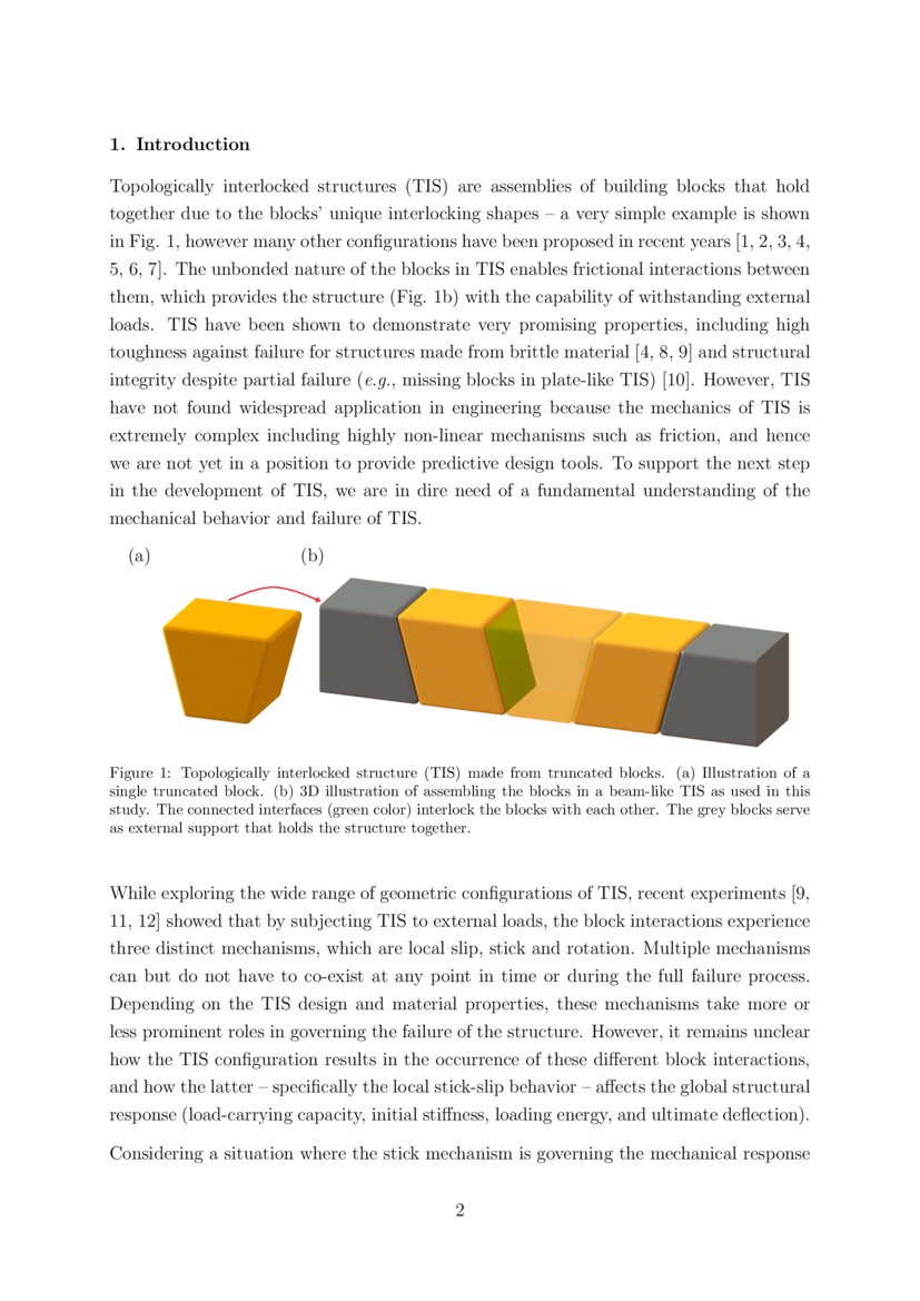 Understanding the interface behavior and theoretical failure of beam-like topologically ...
