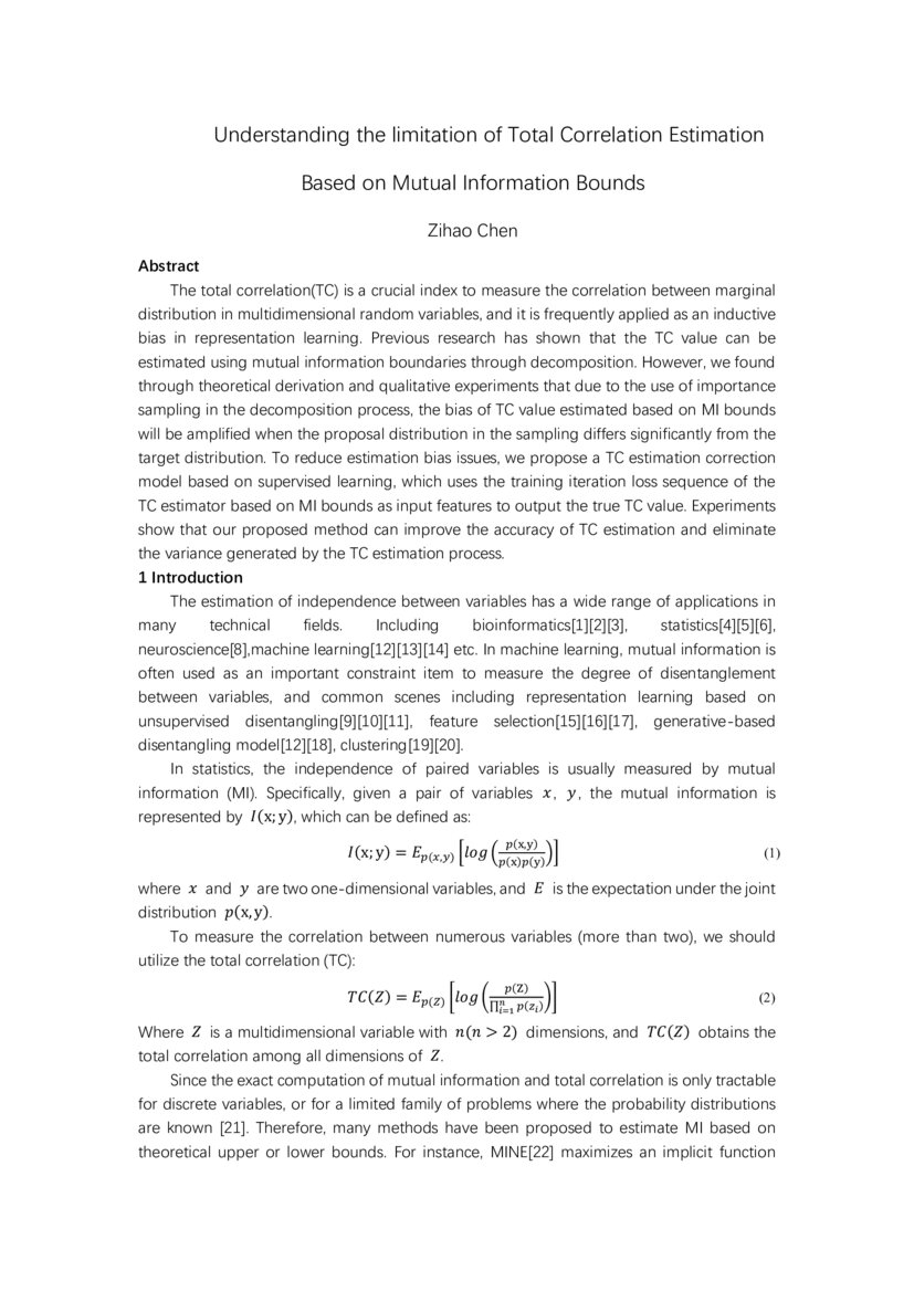 Understanding The Limitation Of Total Correlation Estimation Based On